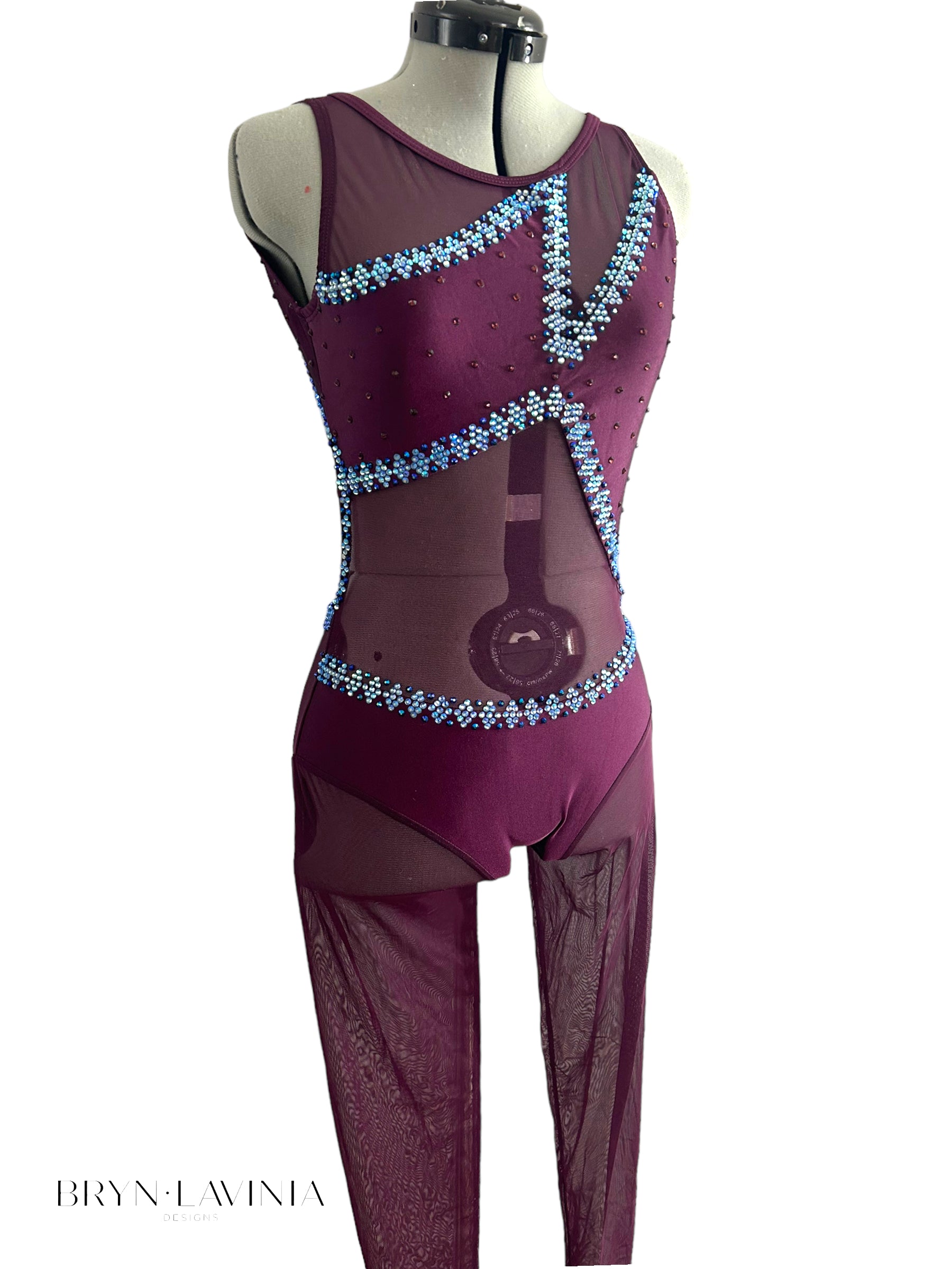NEW AM Plum ready to ship mesh leg unitard costume – Bryn Lavinia Designs